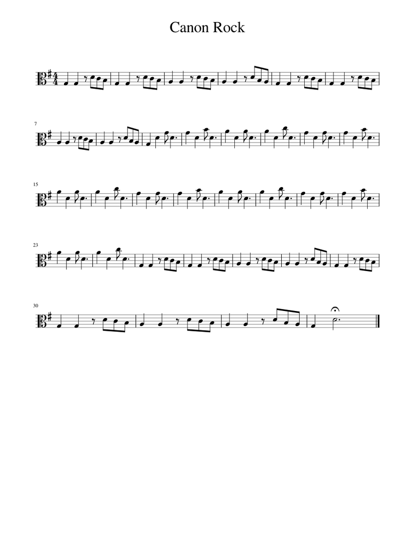 canon rock Sheet music for Viola | Download free in PDF or MIDI | Musescore.com