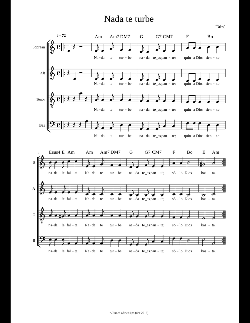 Nada te turbe sheet music for Piano download free in PDF or MIDI