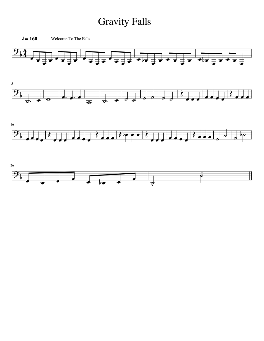 Gravity Falls Theme Song For Tuba Sheet music for Trombone, Tuba | Download free in PDF or MIDI ...