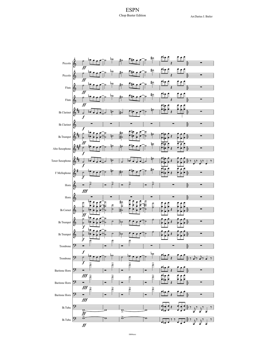 ESPN Sheet music for Trumpet (In B Flat), Saxophone (Alto), Bassoon ...