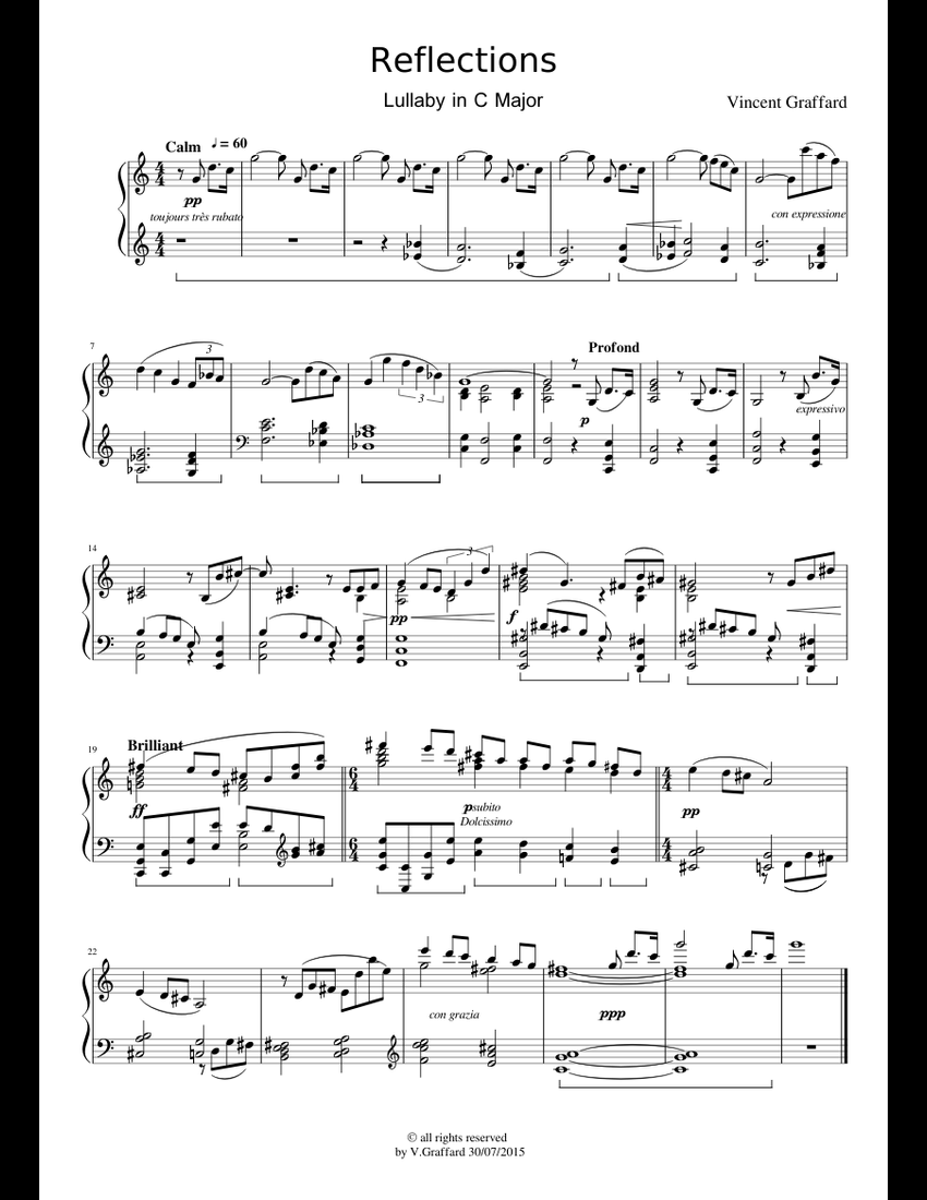 Reflections (New sound!!!)~~ sheet music for Piano download free in PDF ...