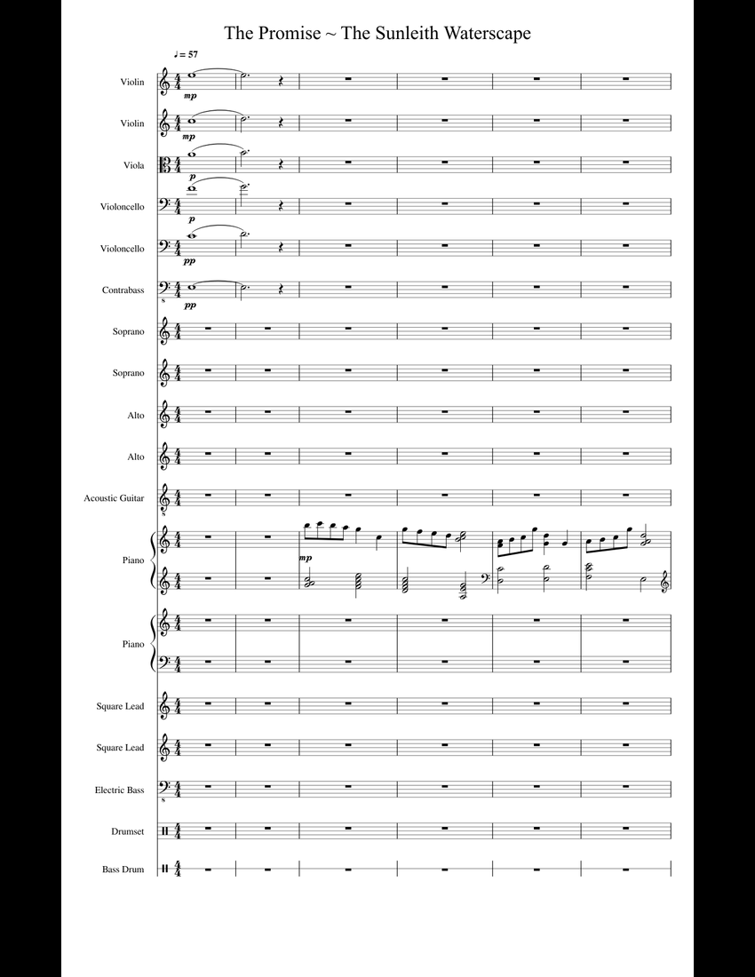 The Promise ~ The Sunleth Waterscape sheet music for Violin, Piano, Strings, Voice download free ...