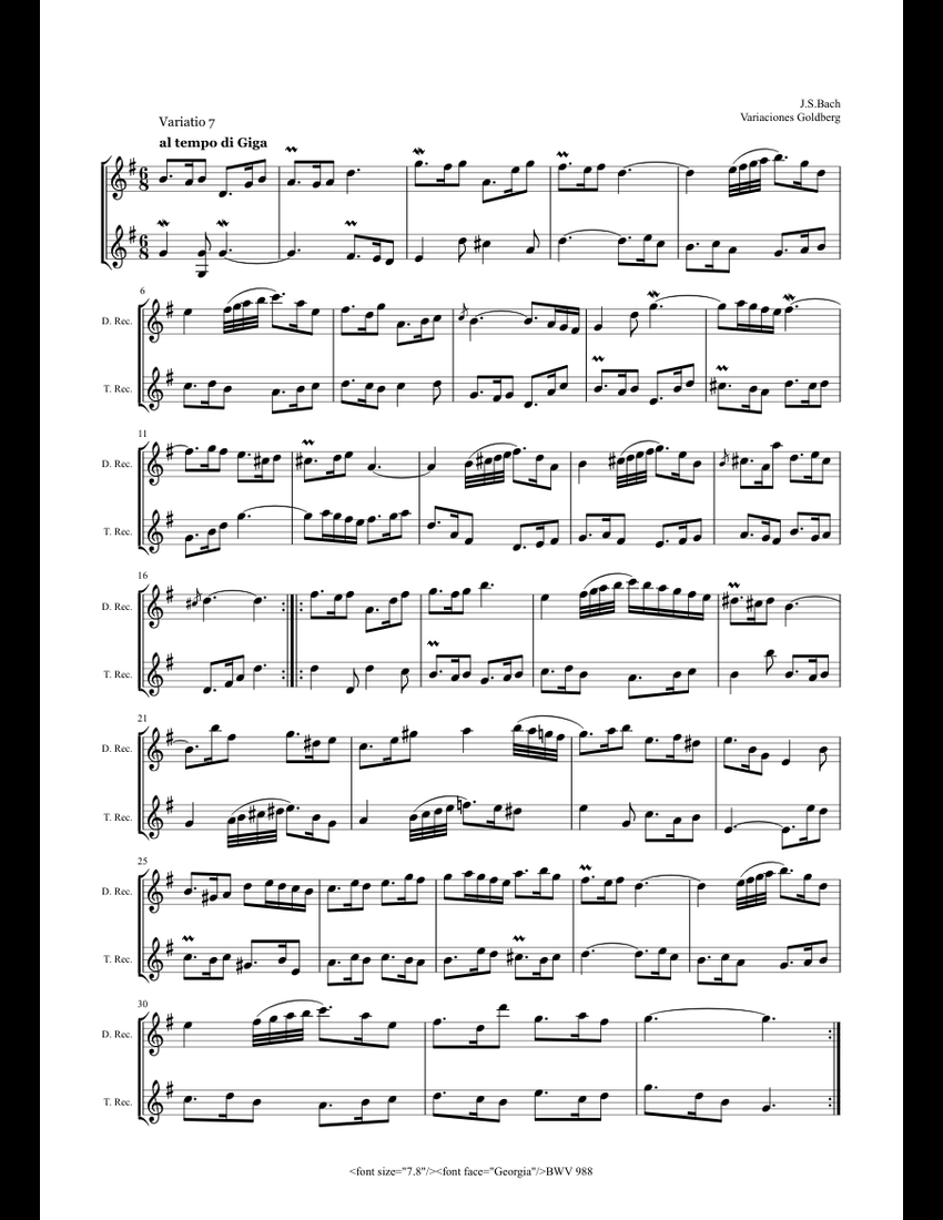giga goldberg sheet music for Oboe, Bassoon download free in PDF or MIDI