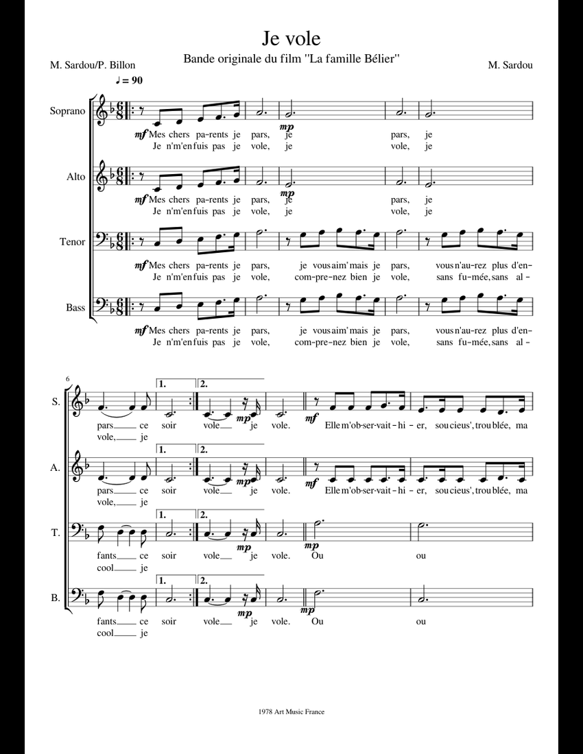 Je vole sheet music for Piano download free in PDF or MIDI