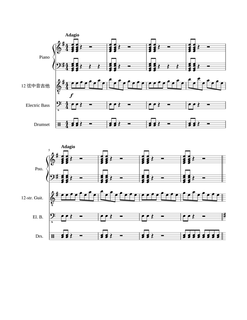 Hurricane Sheet music for Piano, Guitar, Bass, Percussion | Download ...