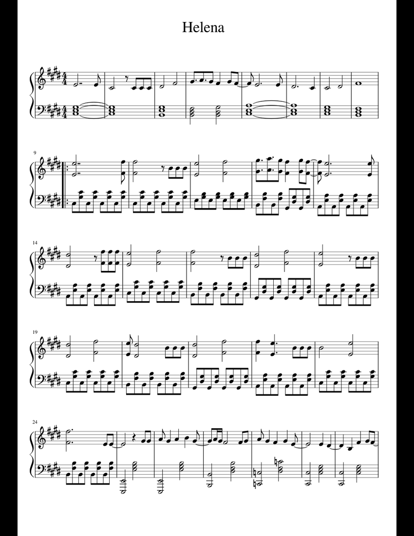 My Chemical Romance - Helena sheet music for Piano download free in PDF ...