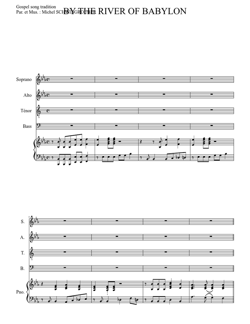 BY THE RIVER OF BABYLON Sheet music for Bass (Solo) | Musescore.com