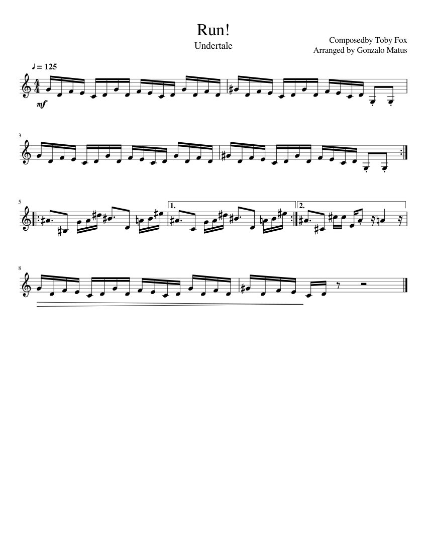 Run! - Violin Solo sheet music for Violin download free in PDF or MIDI