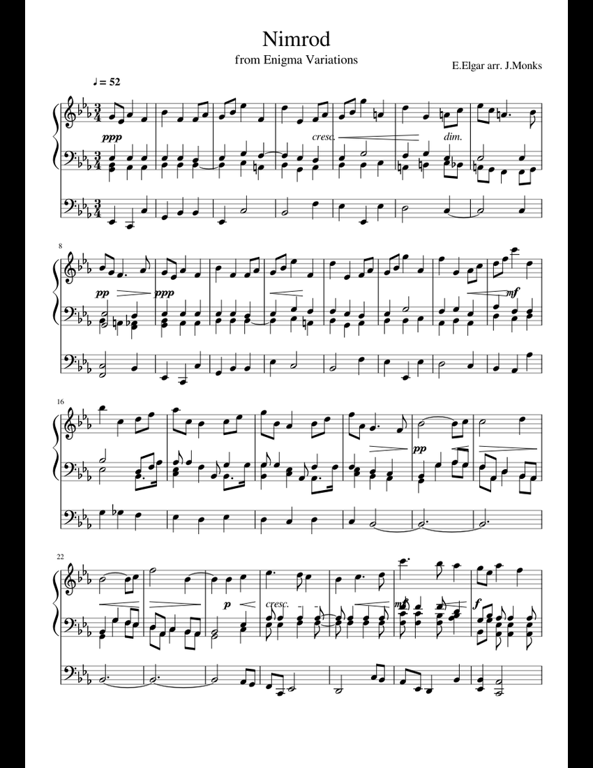 Nimrod sheet music for Organ download free in PDF or MIDI
