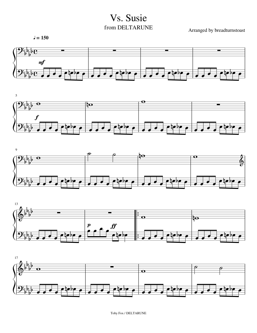 [DELTARUNE] Vs. Susie sheet music for Piano download free in PDF or MIDI