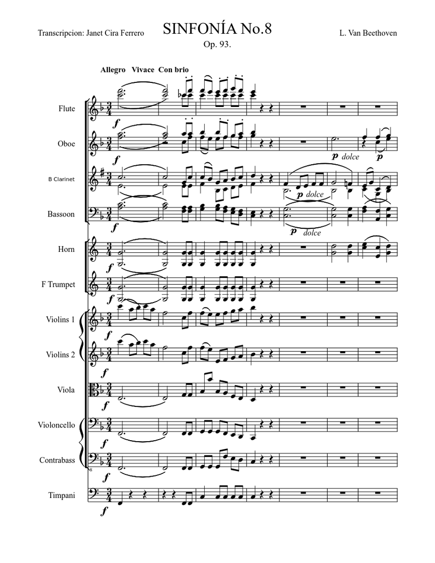 sinfonia nº 8 - Beethoven Sheet music | Download free in PDF or MIDI ...