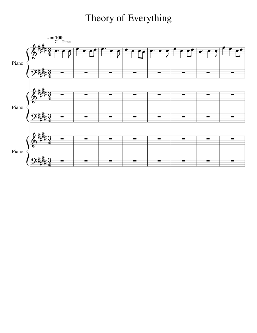 Theory of Everything sheet music for Piano download free in PDF or MIDI