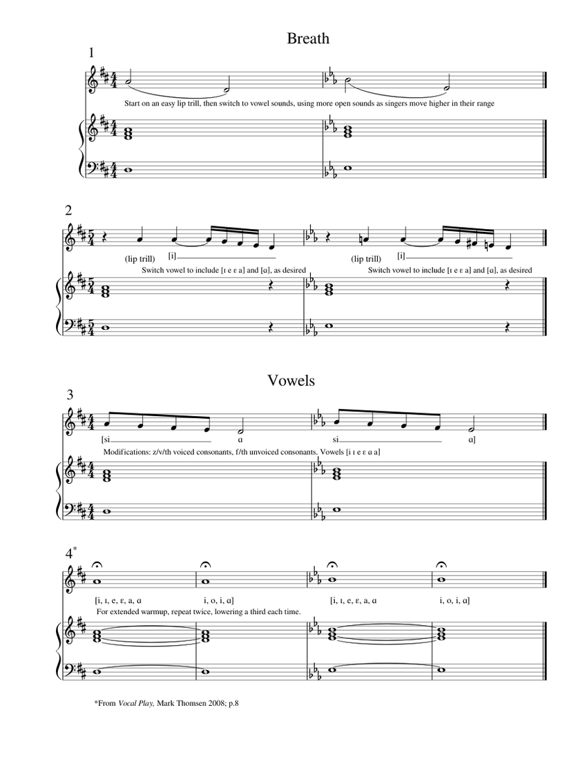 Warm Up Exercises Sheet music for Piano, Voice | Download free in PDF ...
