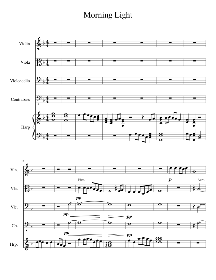 Morning Light Sheet music for Violin, Viola, Cello, Contrabass ...