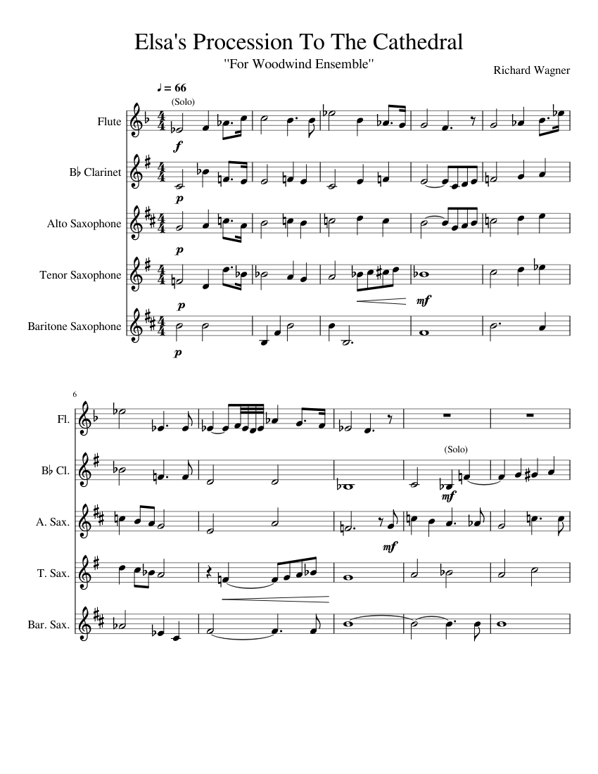 Elsa's Procession To The Cathedral Sheet music for Flute, Clarinet ...