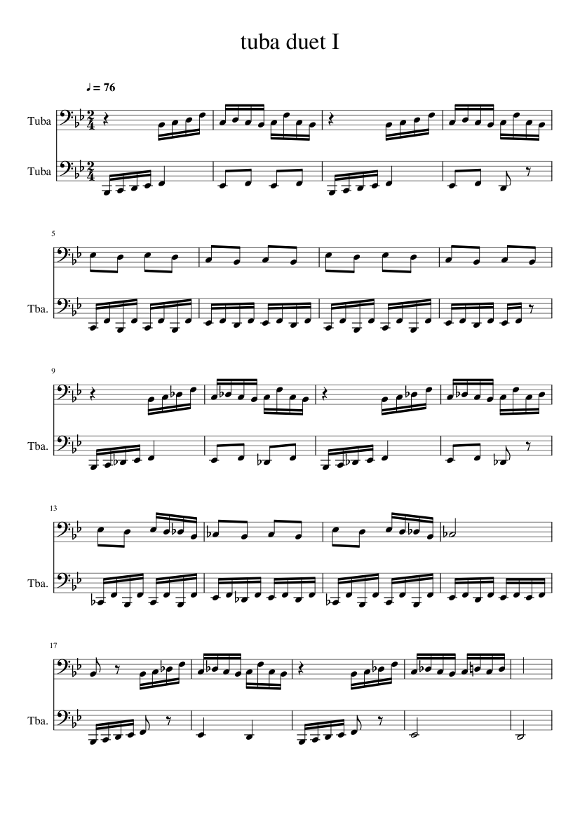 12 duets tuba #1 sheet music download free in PDF or MIDI