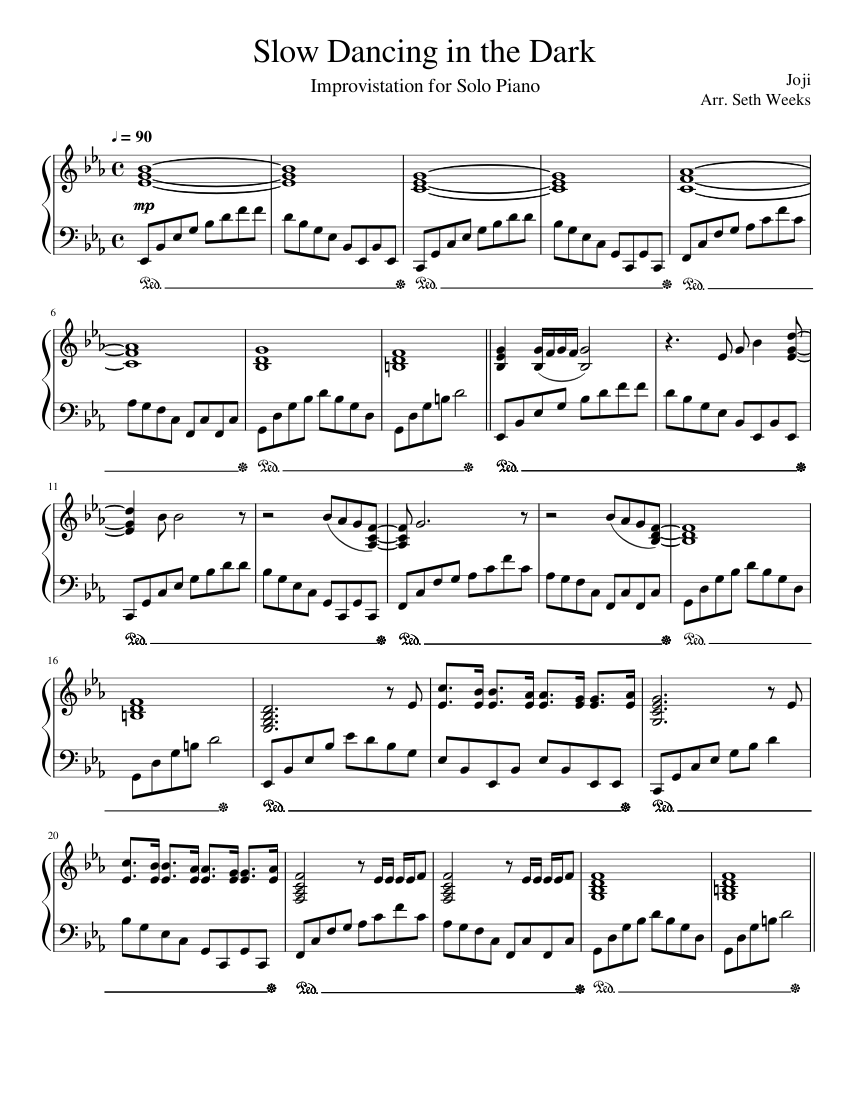 Slow Dancing in the Dark - Joji Sheet music for Piano | Download free in PDF or MIDI | Musescore.com