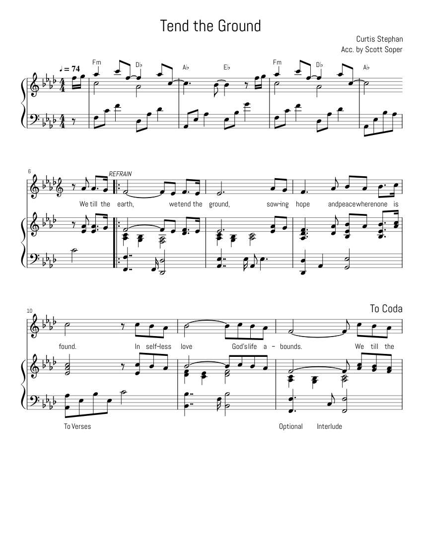 Tend the Ground, Curtis Stephan Sheet music for Piano, Voice | Download ...