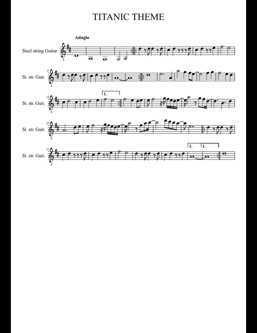 TITANIC THEME sheet music for Guitar download free in PDF or MIDI