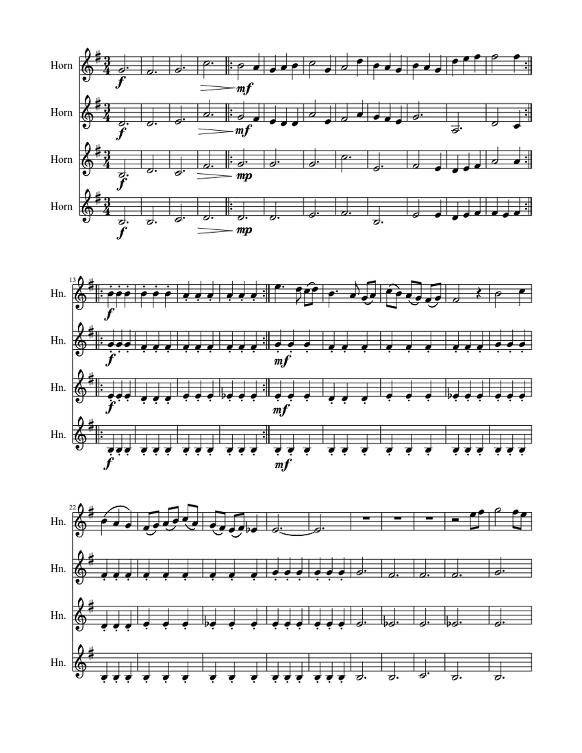 Horn Quartet Sheet music | Download free in PDF or MIDI | Musescore.com