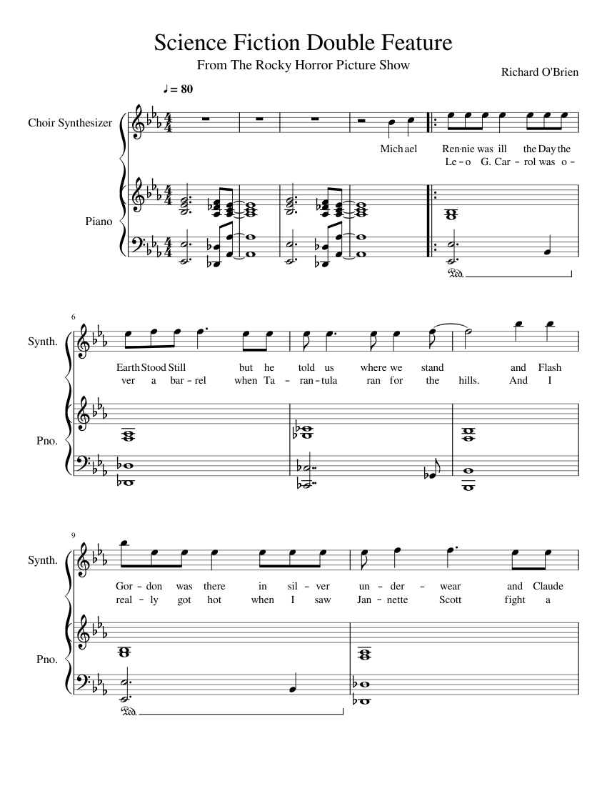 Science Fiction Double Feature (piano and voice) Sheet music for Piano ...