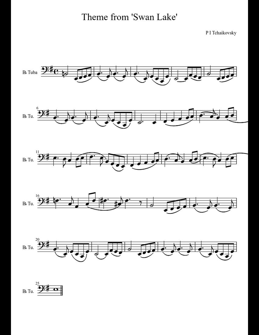 Theme from 'Swan Lake' sheet music download free in PDF or MIDI
