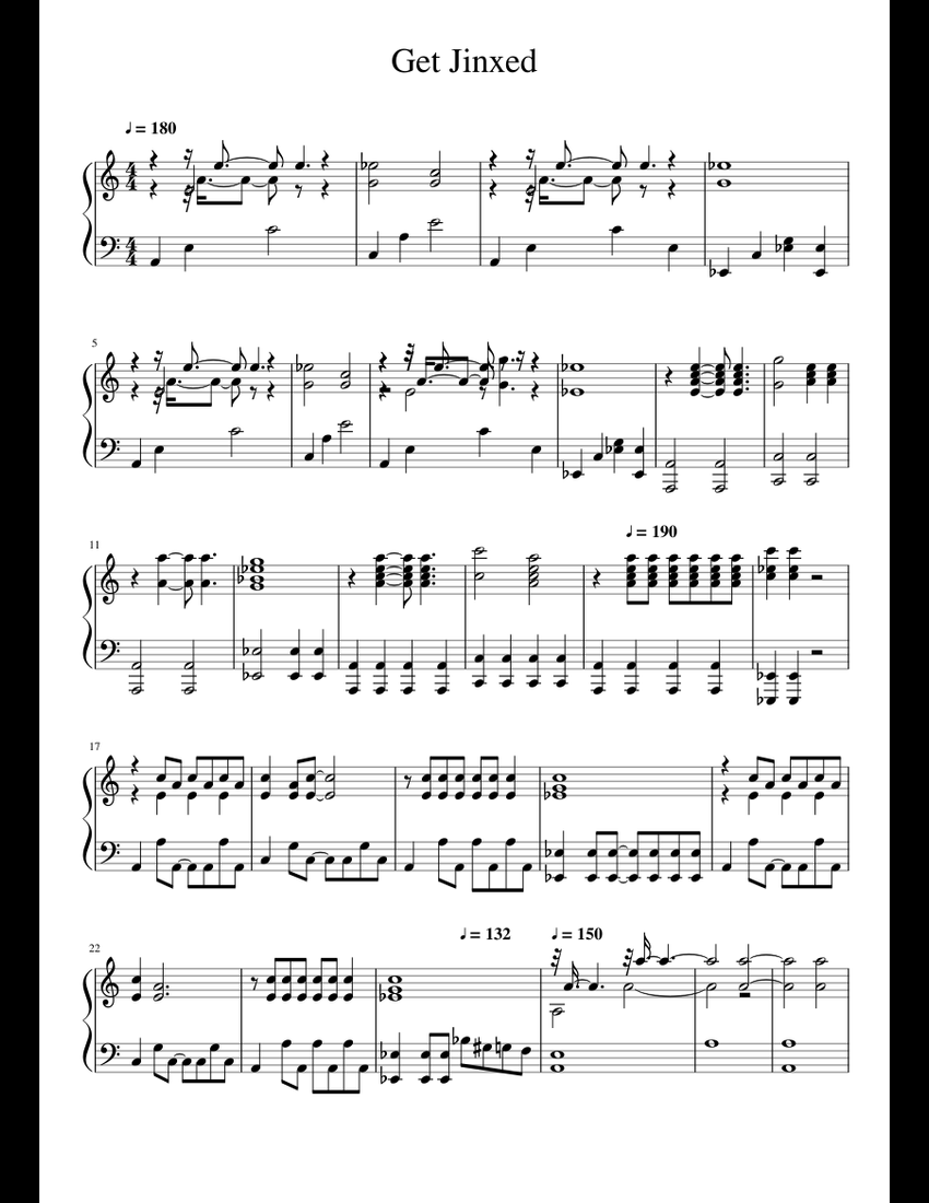 Get Jinxed sheet music for Piano download free in PDF or MIDI