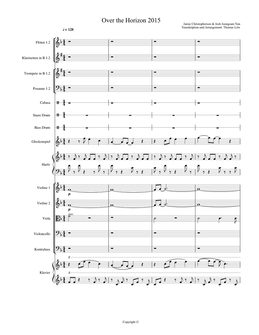 Over the Horizon 2015 Sheet music for Flute, Clarinet, Violin, Piano ...