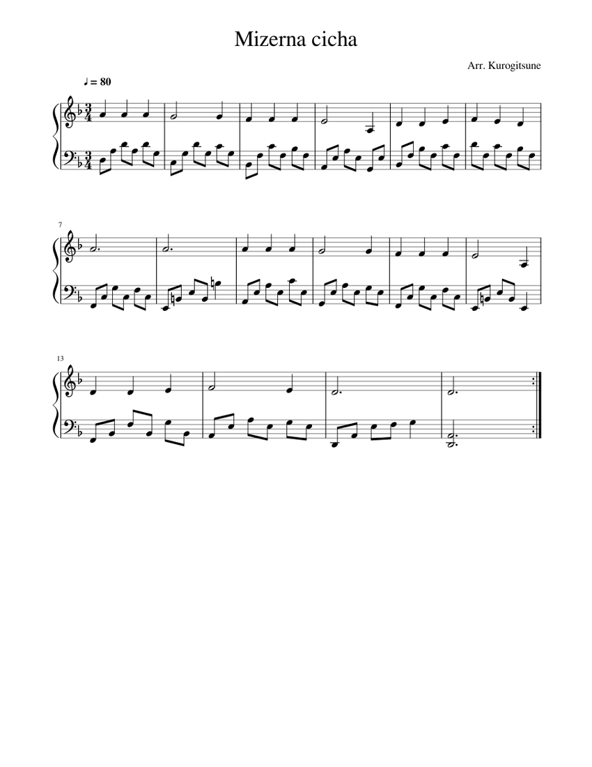 Mizerna cicha Sheet music for Piano (Solo) | Musescore.com