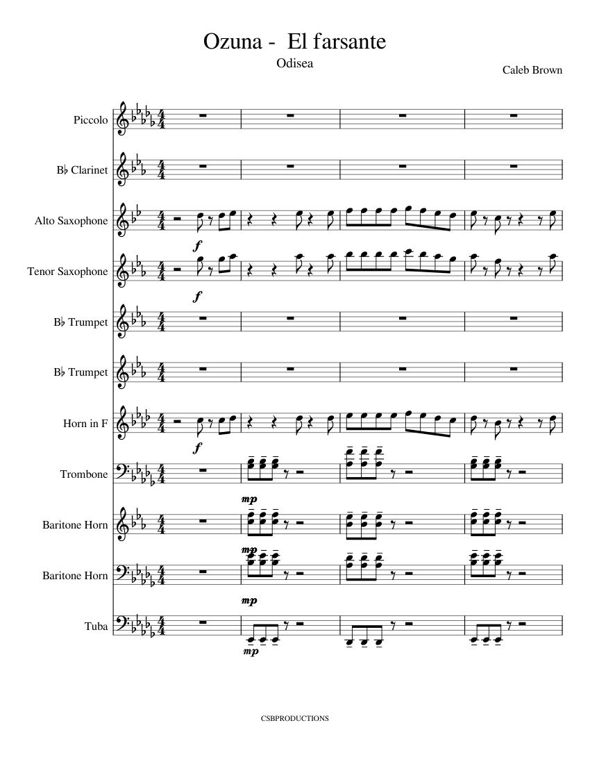 Ozuna - El Farsante sheet music for Clarinet, Piccolo, Alto Saxophone ...
