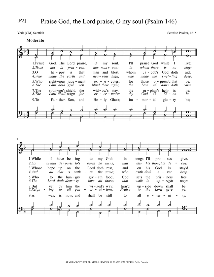 Praise God, the Lord praise, O my soul (Psalm 146) sheet music for ...