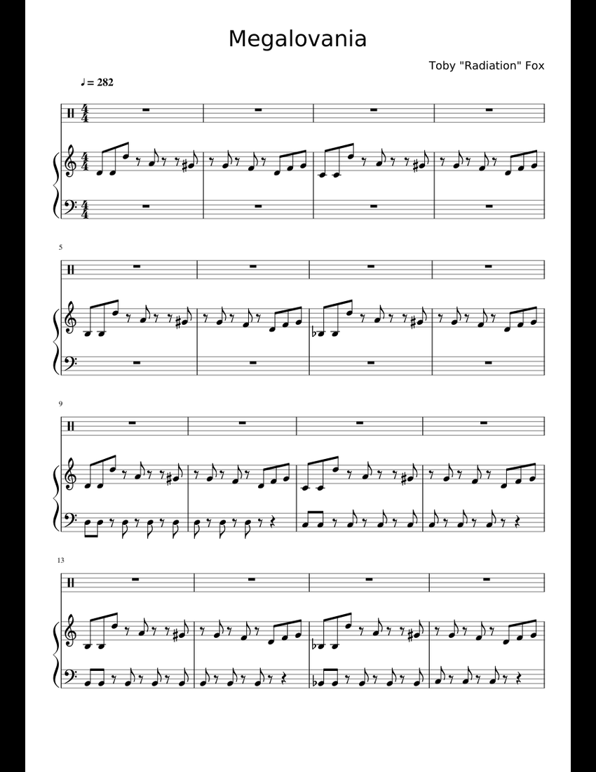 Megalovania sheet music for Percussion, Synthesizer download free in PDF or MIDI
