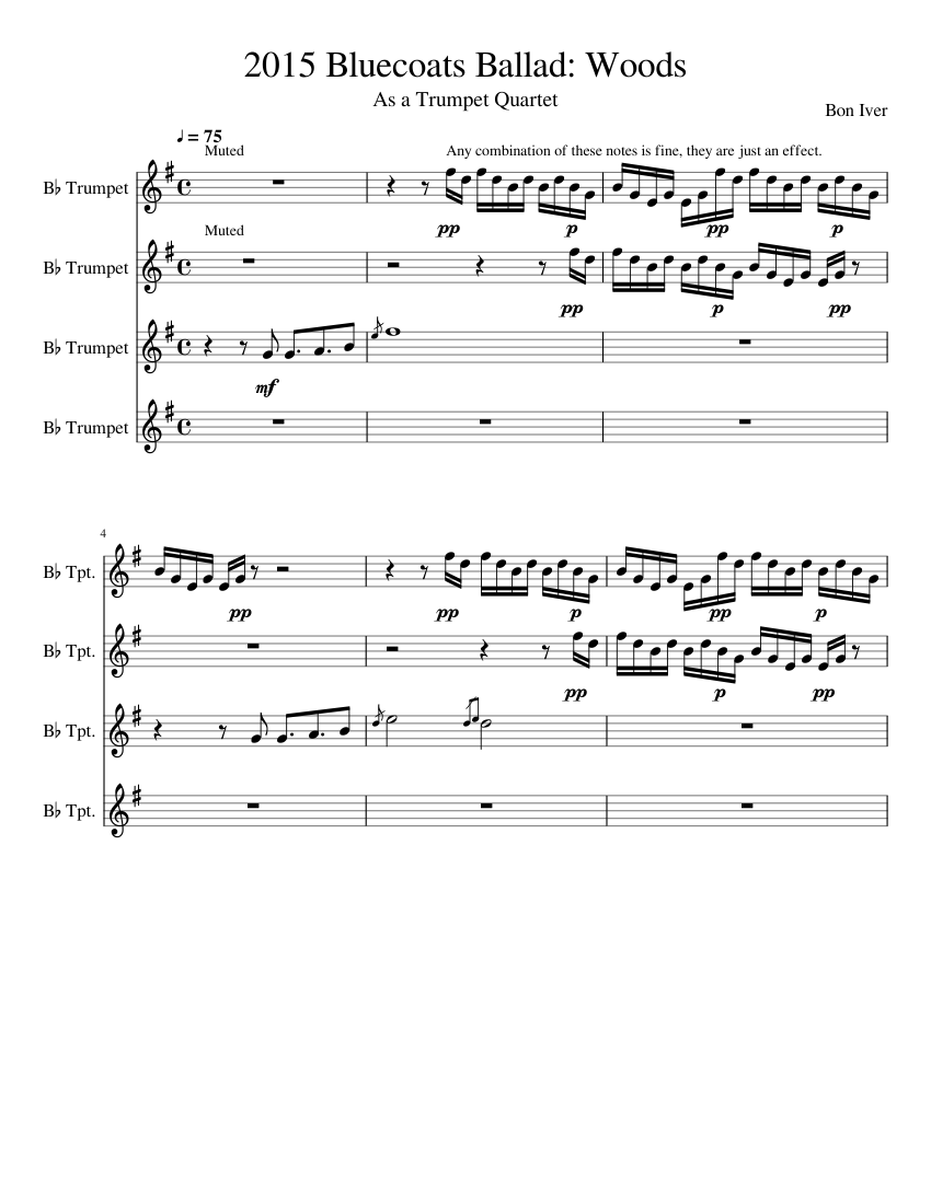 2015 Bluecoats Ballad (Woods) Sheet music for Trumpet | Download free ...