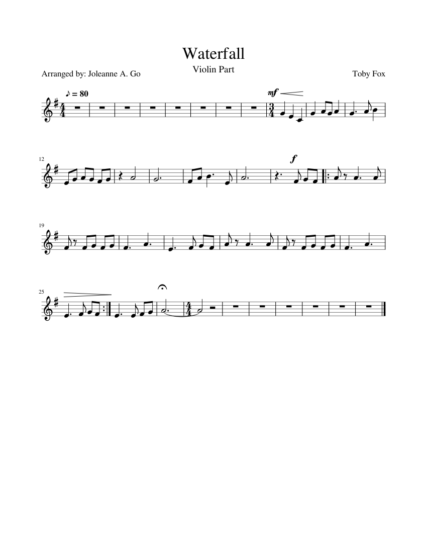 Waterfall (Violin) Sheet music for Violin (Solo) | Musescore.com