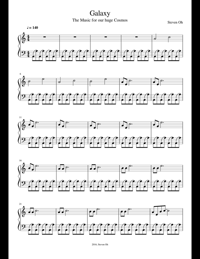 Galaxy sheet music for Piano download free in PDF or MIDI