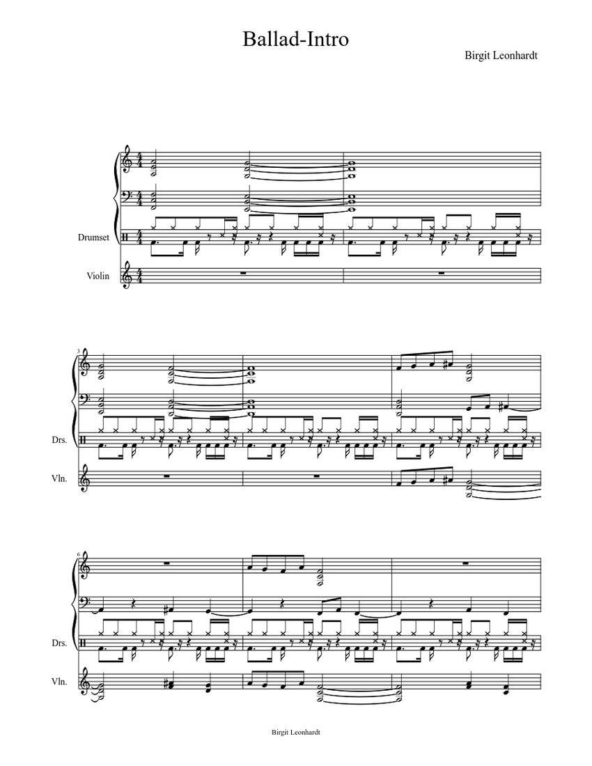 Ballad-Intro Sheet music for Piano, Violin, Percussion | Download free ...