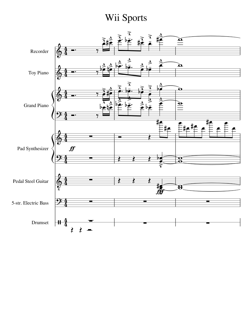 Wii Sports Theme Song (Unfinished) Sheet music for Piano, Recorder ...