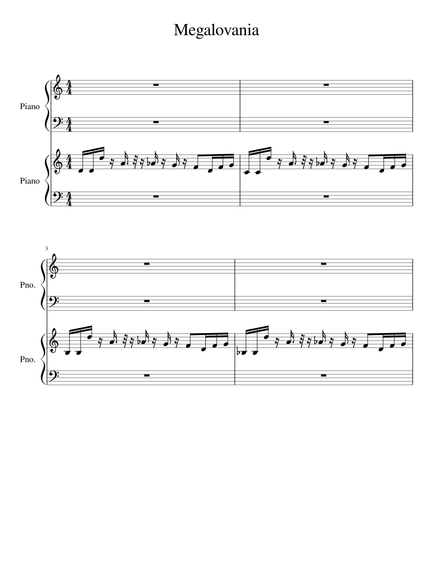 Megalovania sheet music for Piano download free in PDF or MIDI