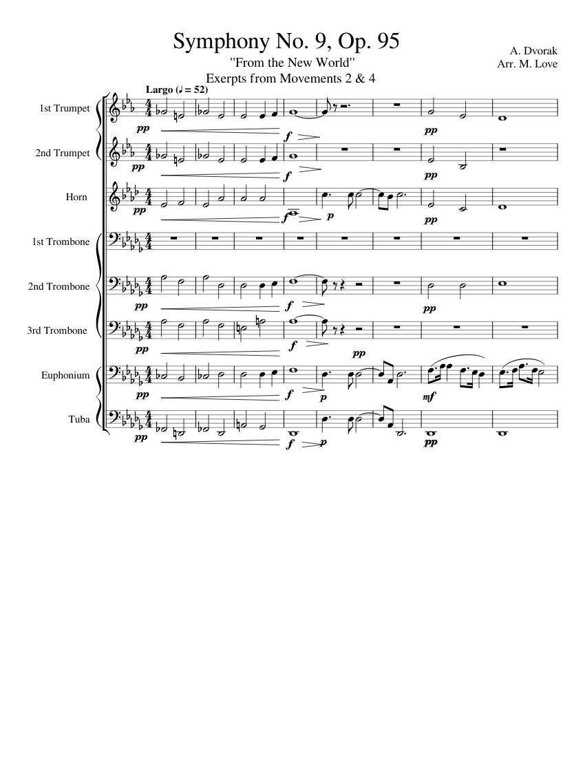 Dvorak Symphony 9 Sheet music | Download free in PDF or MIDI ...