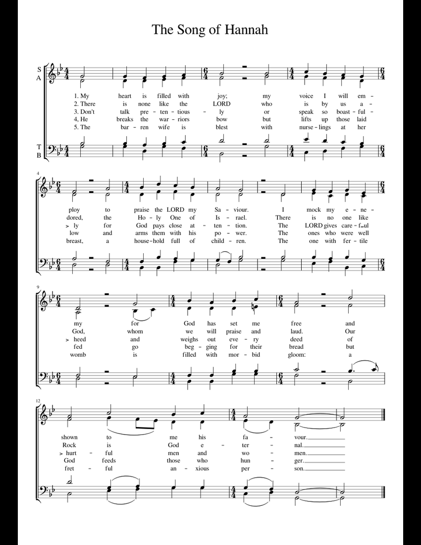 The Song of Hannah sheet music for Voice download free in PDF or MIDI