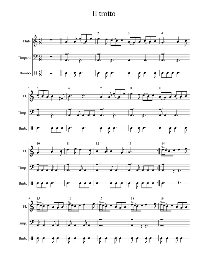 Il Trotto final Sheet music for Soprano, Glockenspiel, Clarinet (In E ...