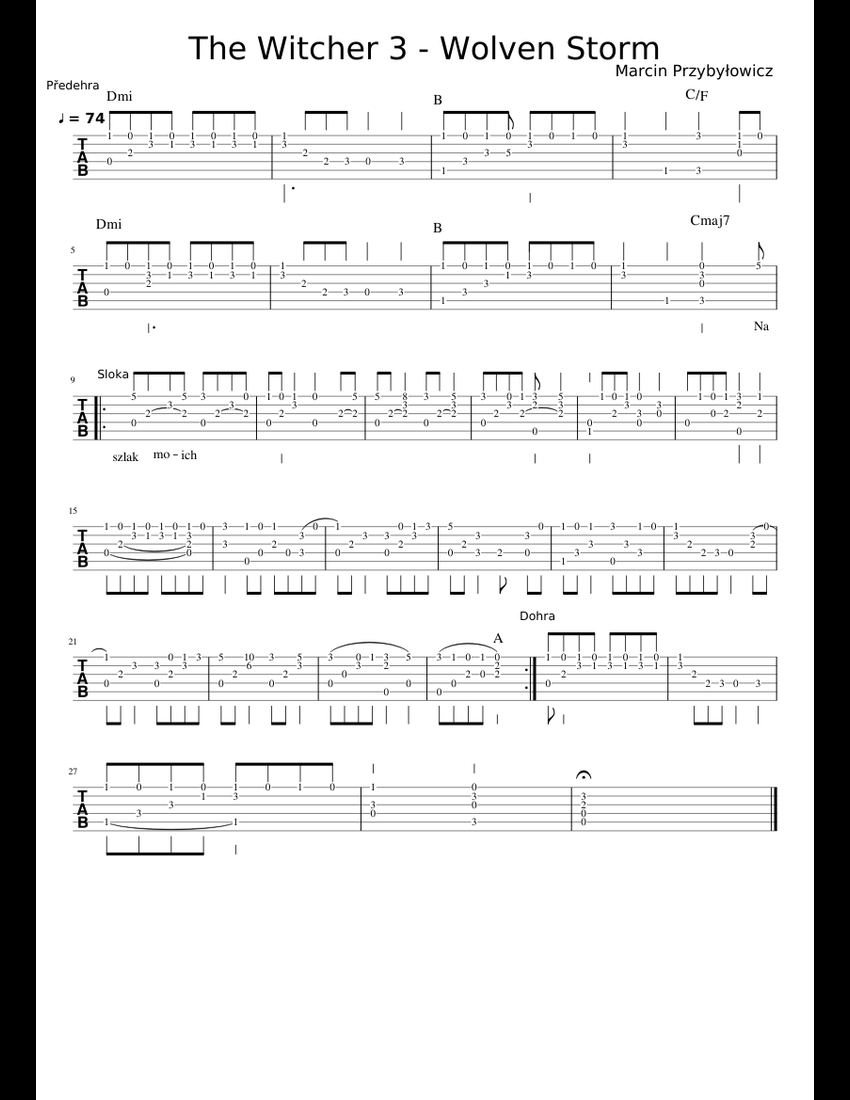 Wolven Storm (Priscilla's Song) - tab sheet music for Guitar download ...