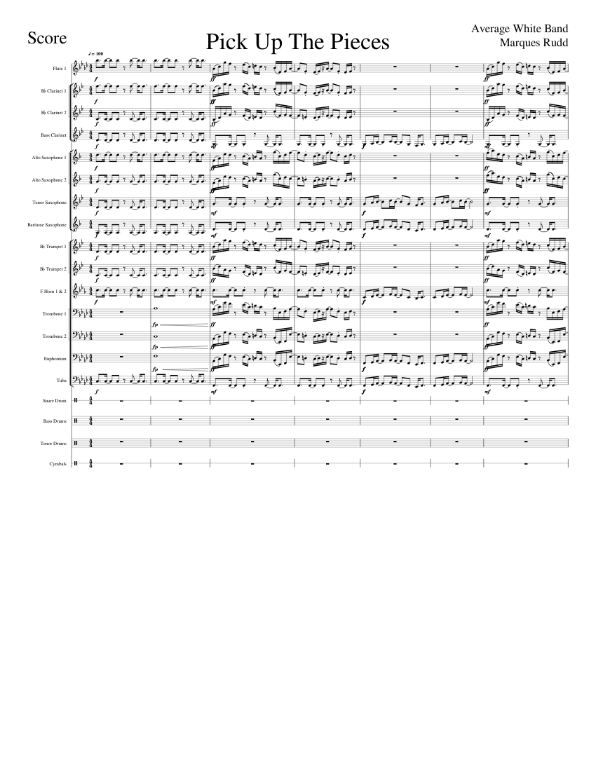 Pick Up The Pieces Sheet music for Trumpet (In B Flat), Trombone, Flute ...