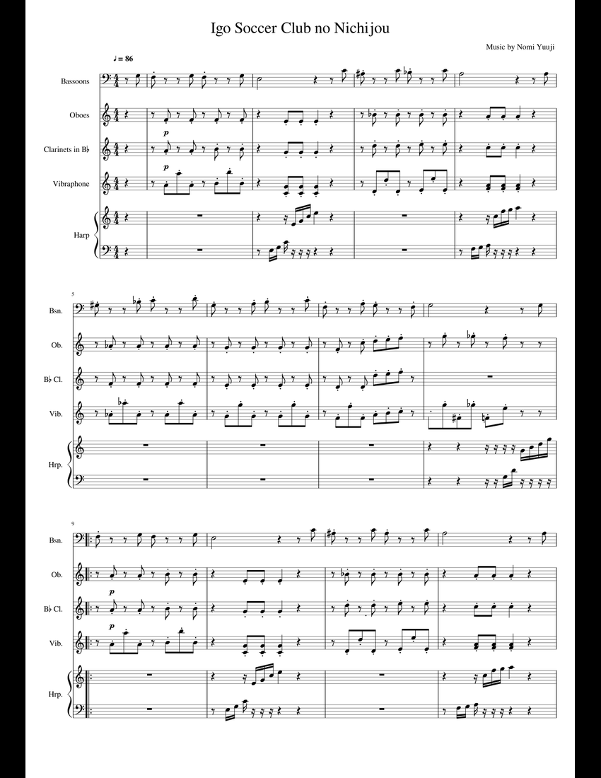 Igo Soccer Club no Nichijou Orchestrated sheet music for Clarinet ...