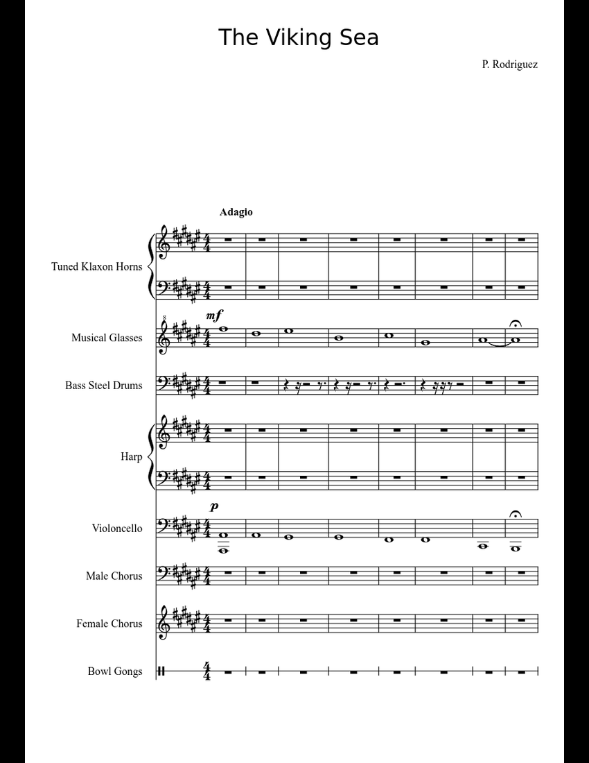 The Viking Sea sheet music for Synthesizer, Percussion, Harp, Cello ...