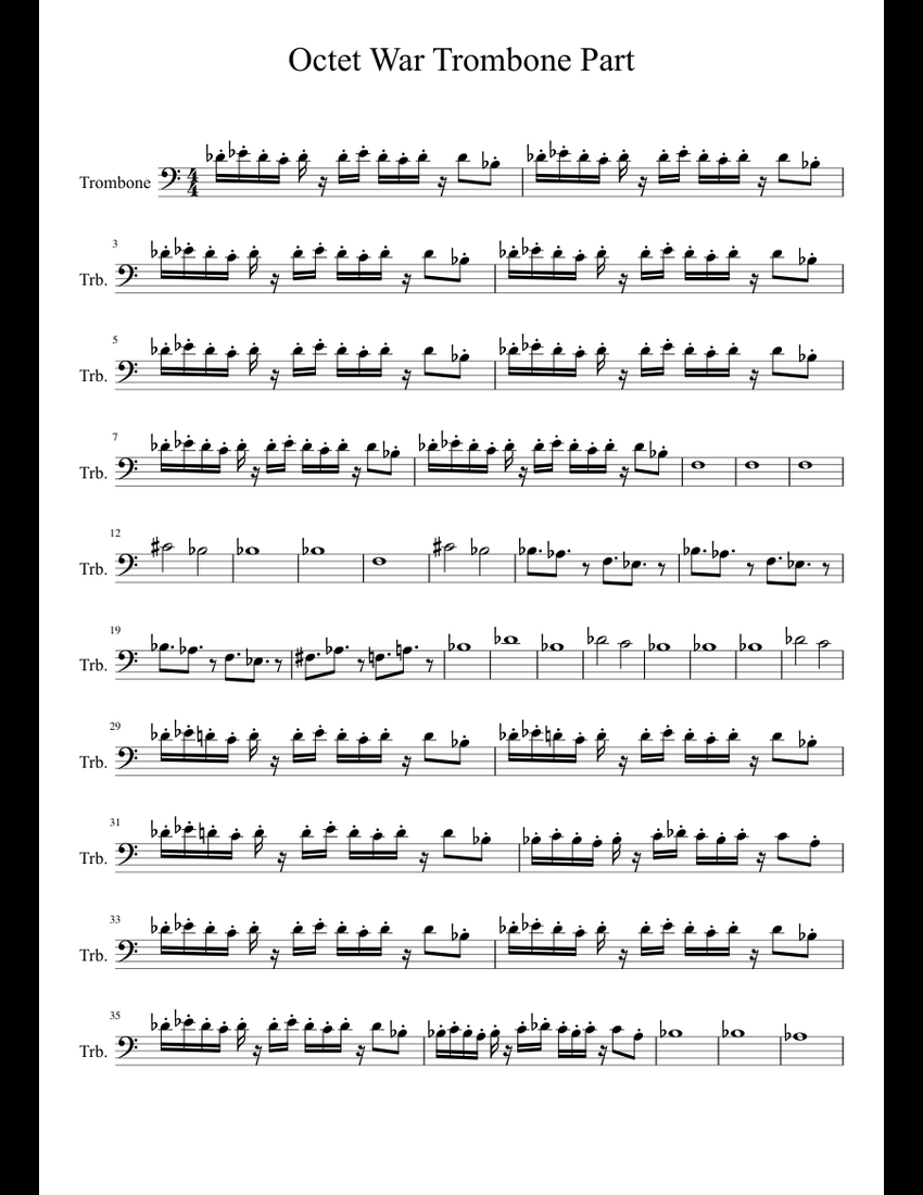 Octet War Trombone Part sheet music for Trombone download free in PDF ...