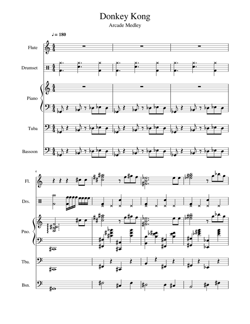 Donkey Kong - Arcade (For your listening pleasure only!) Sheet music ...