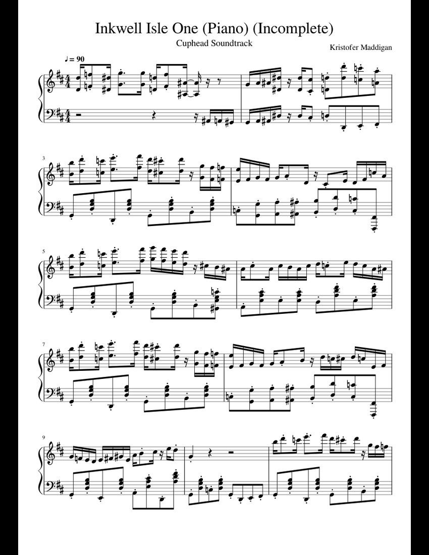 Inkwell Isle 1 Piano (Incomplete) sheet music for Piano download free ...