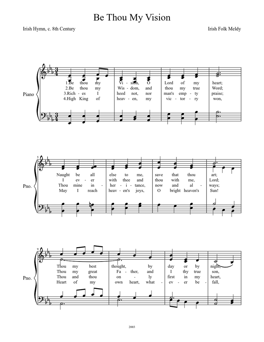 Be Thou My Vision Sheet music for Piano | Download free in PDF or MIDI ...