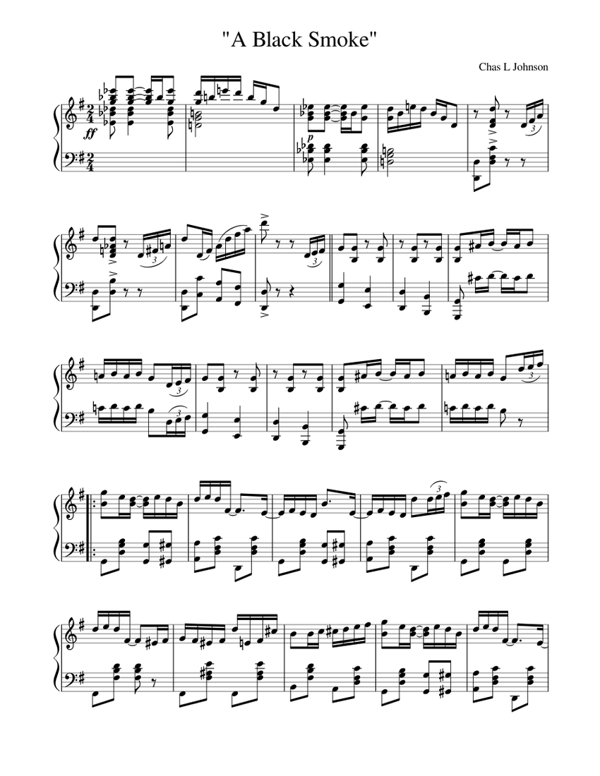A Black Smoke Sheet music for Piano | Download free in PDF or MIDI ...